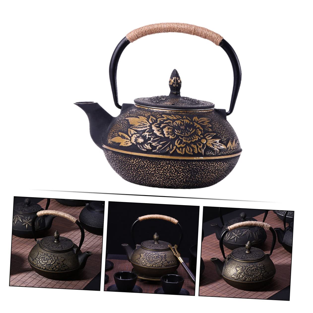 LINKANRUO Boil Teapot Coffee Percolator Stovetop Espresso Stovetop Coffee Espresso Machine Japanese Tea Pot Whistling Coffee Pot Filter Teapot Strainer Exquisite Cast Iron Teapot Tea Kettle Teapots