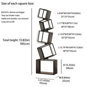 BUZUEY Modern Bookshelf,5-Tier Bookcase,72.8" Tall Black Bookshelf,Unique Geometric Book Shelf,Corner Storage Shelves for CDs/Books/Home Decor,Display Shelf for Living Room, Bedroom, Study Room