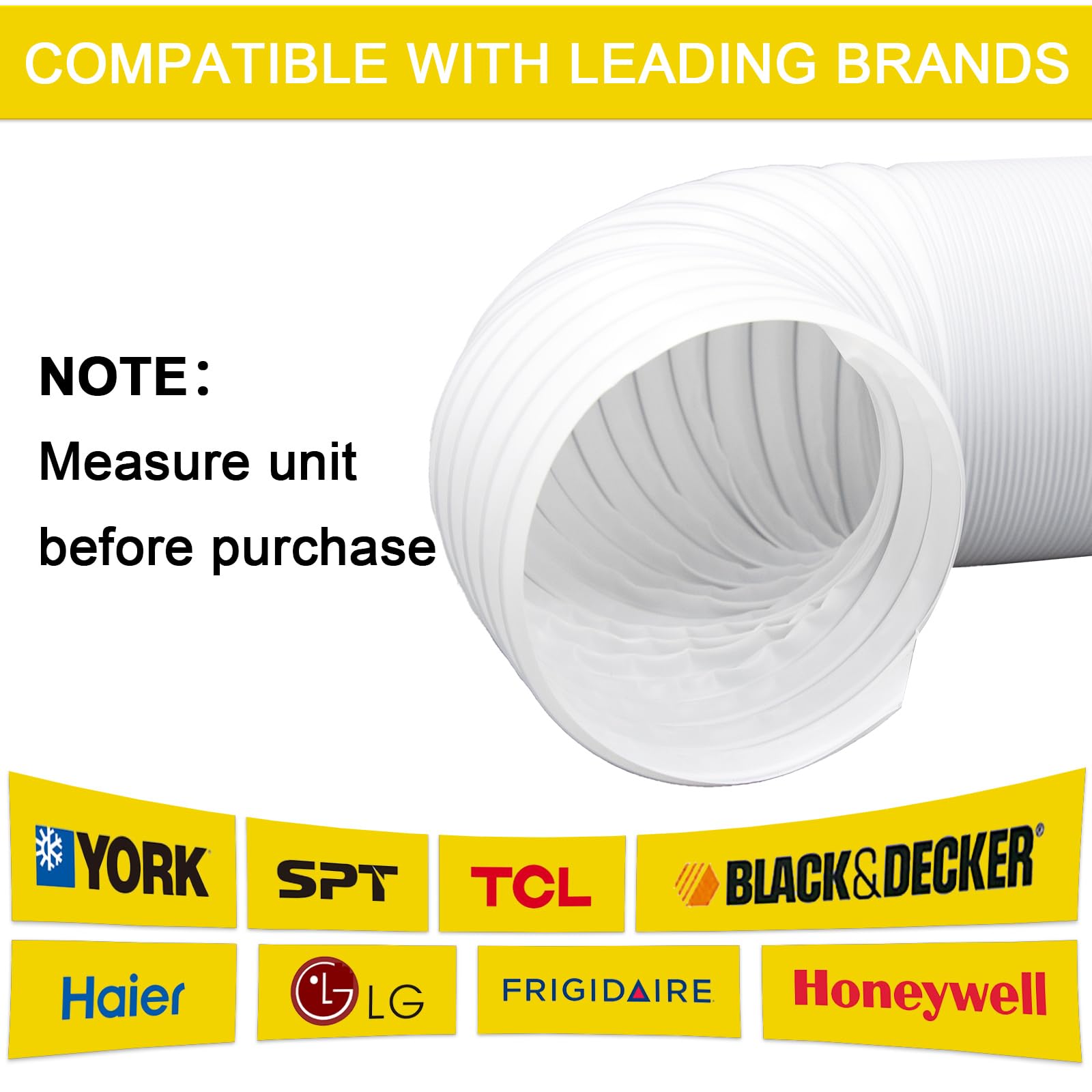 Portable Air Conditioner Hose, 5.9" Diameter Anti-Clockwise Thread,Length up to 80" - AC Hose with LG and More