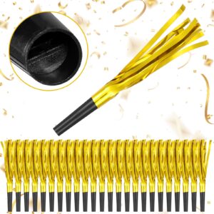 Party Blowers Noisemakers, 24 Pcs Gold Metallic Fringed Noise Maker Glitter Party Blowers for Adult Birthday Wedding Halloween Christmas Graduation New Year Party Sporting Events Supplies