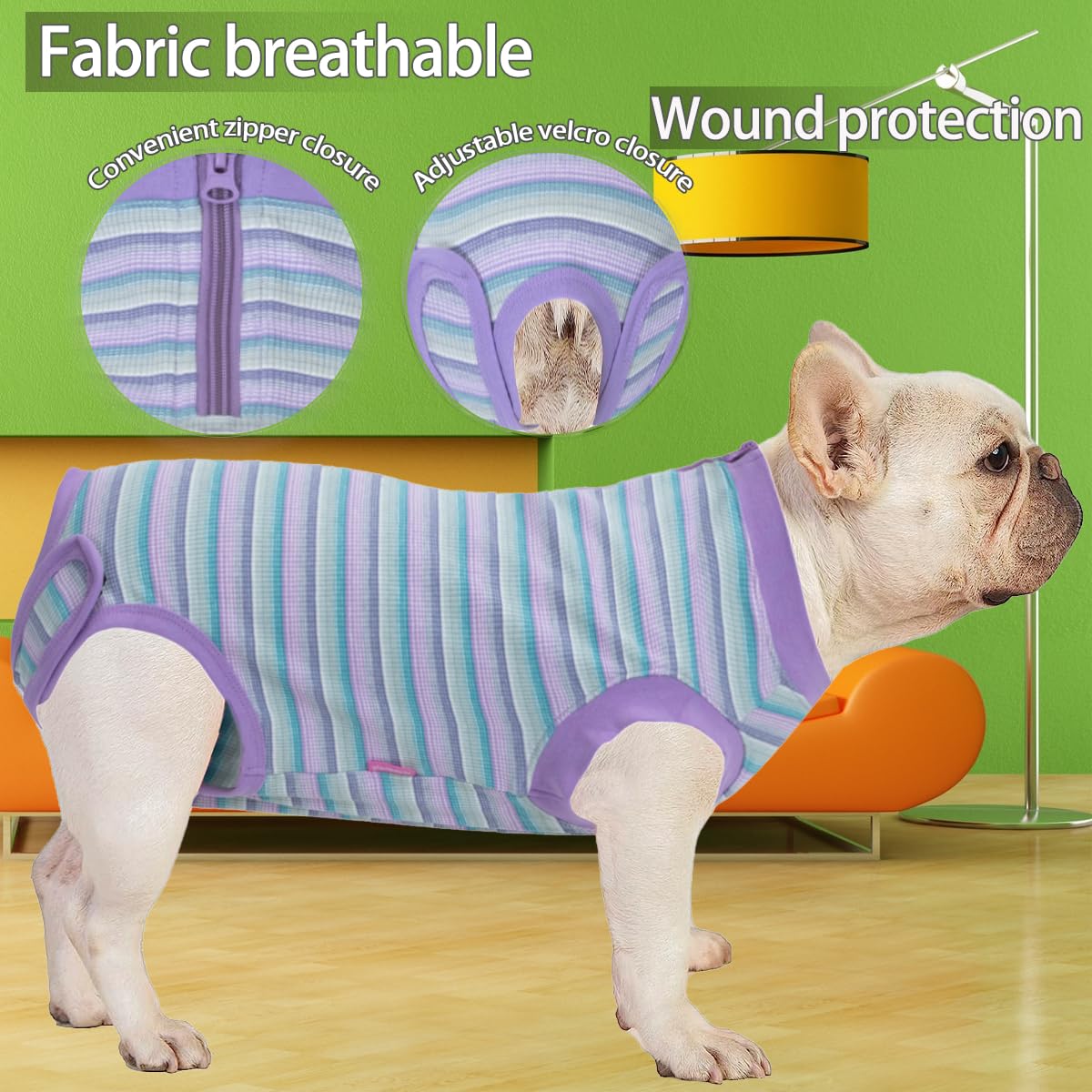 Wabdhally Dog Surgery Recovery Suit,Surgical Recovery Female Spay Suit for Large Dogs Cats,Surgery Recovery Multi Purple Onesie L