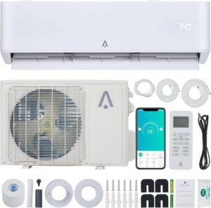 9000 btu mini split air conditioner, 23 seer2 mini split ac/heating system, inverter ductless air conditioner w/alexa,pre-charged & 16.4ft installation kits, 115v ac unit cools room up to 450 sq. ft