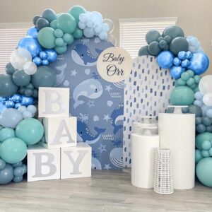 Under The Sea Balloons, 12 Inchs Turquoise Teal Blue Clear Metallic Balloons for Kids Ocean Shark Under The Sea Themed Pool Party Baby Shower Birthday Beach Decorations