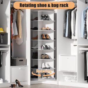 7 Tier Rotating Shoe Rack Tower, Revolving 360 Shoe Rack Storage Round Carousel,Spinning Shoe Display Lazy Susan, Vertical Handbag Rotate Shoes Closet Organization for Entryway Living Room Hallway.