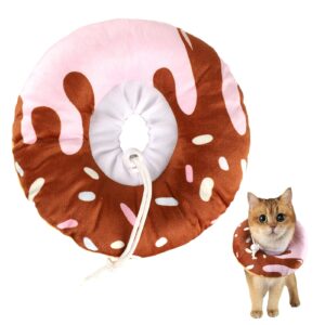 cat cone collar soft, plush pillow cute donut cat cones lightweight adjustable neck cone for cats kittens after surgery, m