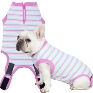 Wabdhally Dog Surgery Recovery Suit,Surgical Recovery Female Spay Suit for Medium Dogs Cats,Surgery Recovery Multi Pink Onesie M