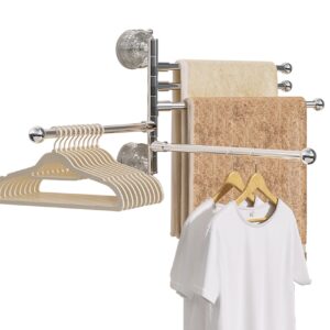 5-arms towel racks for bathroom, adjustable suction cup towel bar, towel holder wall mounted, 180° swivel towel rack for shower room and kitchen white