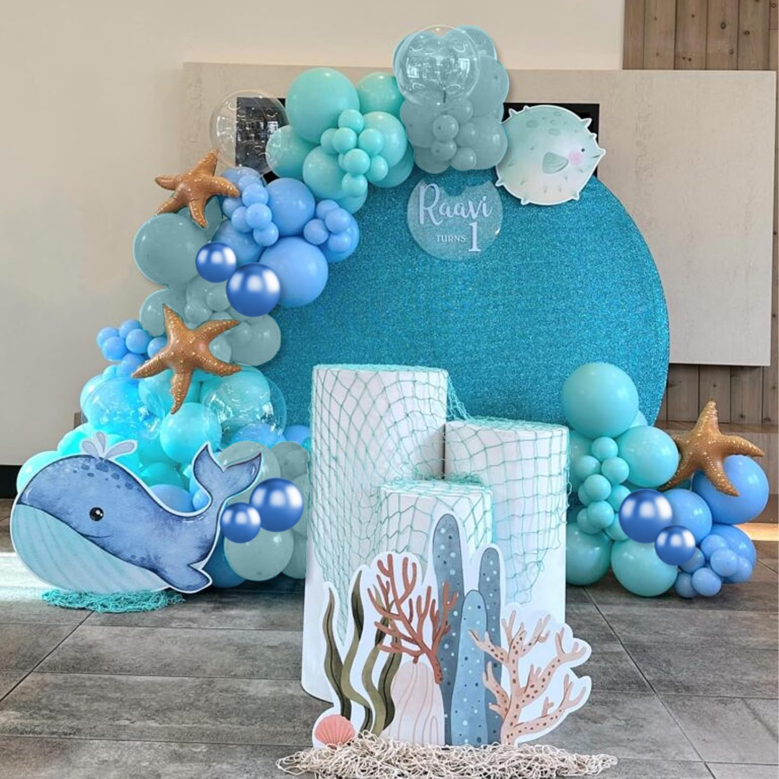 Under The Sea Balloons, 12 Inchs Turquoise Teal Blue Clear Metallic Balloons for Kids Ocean Shark Under The Sea Themed Pool Party Baby Shower Birthday Beach Decorations