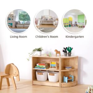 OOOK Rubber Wood Montessori Shelf and Toy Storage, 23.6" L, Compact Toddler Bookshelf for Small Space, Solid Wood Storage Cabinet Shelves for Classroom, Kindergarten, Kids Room, Playroom.