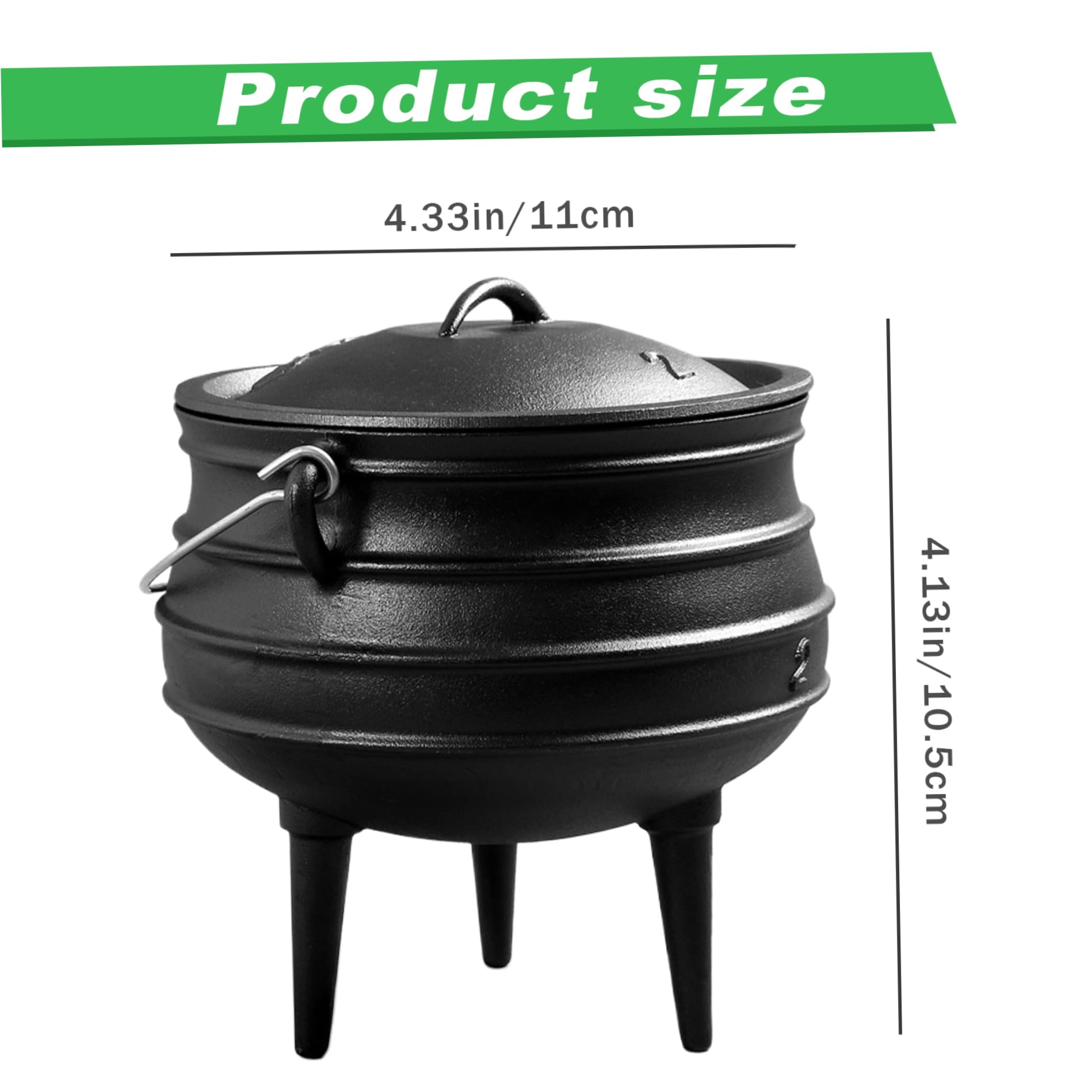 Cauldron Cast Iron 0.8L Witch Cauldron with Lid & Handle Cast Iron Pot with 3 Long Legs Outdoor Cast Iron Cauldron Halloween