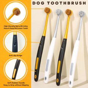 Pilopgaso Dog Toothbrush 4Pack Round Head Dog Tooth Brush Kit, Toothbrush for Dogs Soft Pet Toothbrush for Sensitive Teeth Small Dog Toothbrush mit Anti-Slip Rubber Handle for Pet Plaque Dental Care