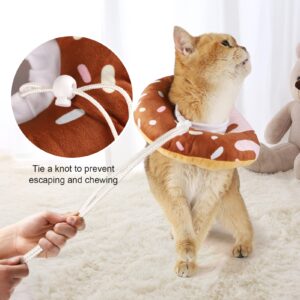 Cat Cone Collar Soft, Plush Pillow Cute Donut Cat Cones Lightweight Adjustable Neck Cone for Cats Kittens After Surgery, M