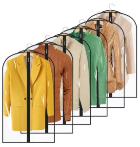 misslo all clear garment bags for hanging clothes 40" suit bags for closet storage plastic clothes covers for shirts, jackets, coats, 6 packs