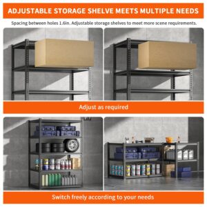 ZIKEBTUY 72" H Heavy Duty Garage Shelving Load 2000 Lbs Garage Storage Shelves, 5-Tier Adjustable Metal Shelves for Storage Rack Garage Shelf Industrial Shelving for Basement Warehouse