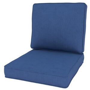 outdoor chair cushions, 24 x 23 inches high-density foam deep seat patio cushions with olefin fabric & removable zipper cover, outdoor furniture replacement cushions for chair sofa couch - blue