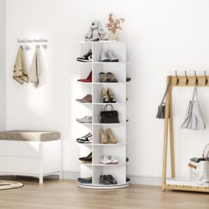 7 tier rotating shoe rack tower, revolving 360 shoe rack storage round carousel,spinning shoe display lazy susan, vertical handbag rotate shoes closet organization for entryway living room hallway.