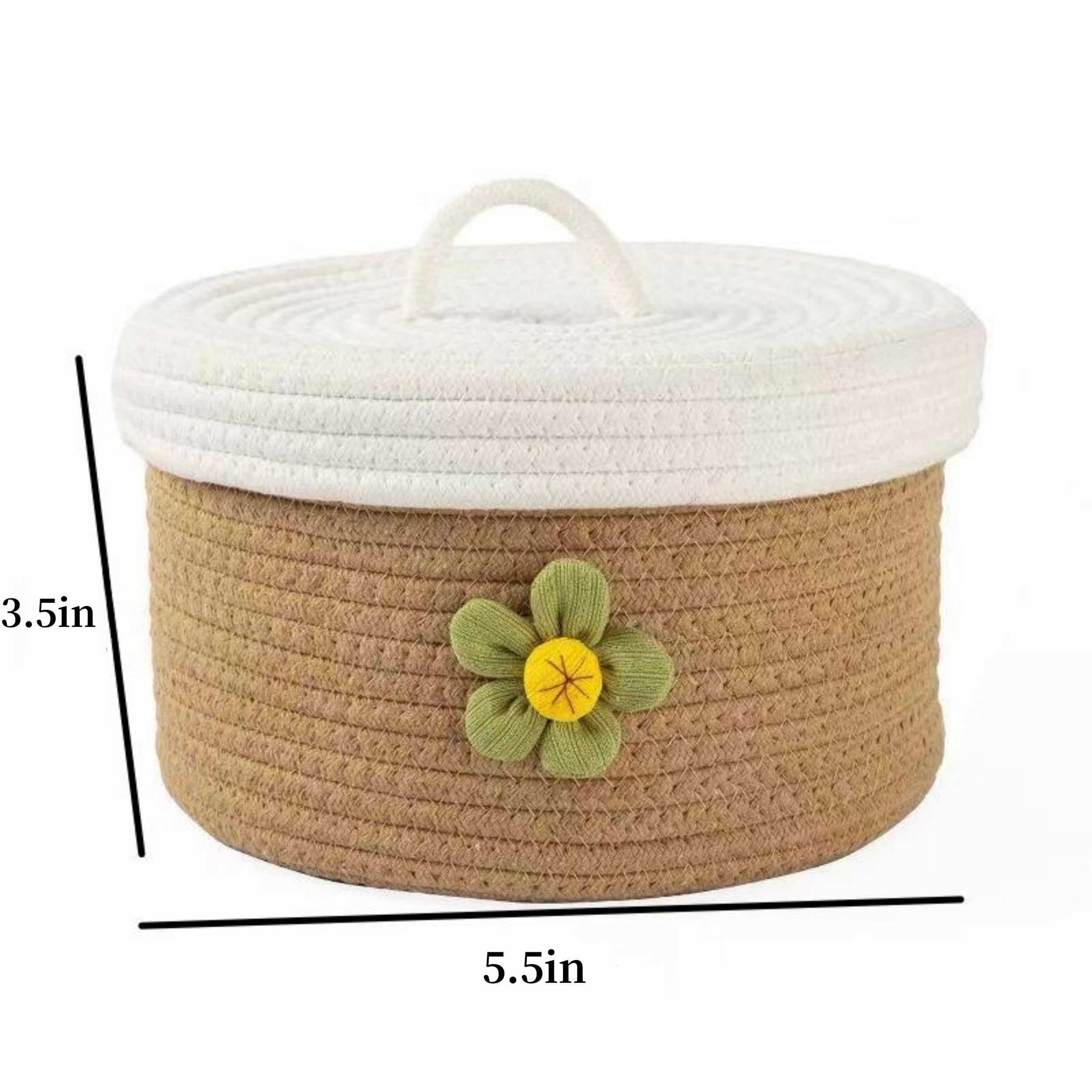 Small Covered Storage Basket, Handmade Woven Fresh Style Desktop Decoration, Organizing Household Miscellaneous Items