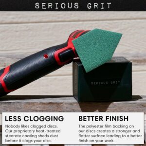 Serious Grit - 180 Grit 90mm x 65mm Triangle Sanding Sheets - Fits Milwaukee M12 Fuel Sanders - Heavy-Duty Hook & Loop Film Sandpaper Pads for Orbital Detail Sanders - 50 Pack Box