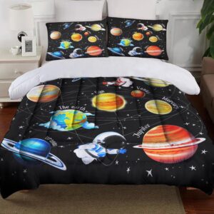 Uyivugmo Kids Galaxy Comforter Bedding Sets for Child Outer Space Astronaut Bedding Set for Boys Includes Comforter with 2 Pillowcase