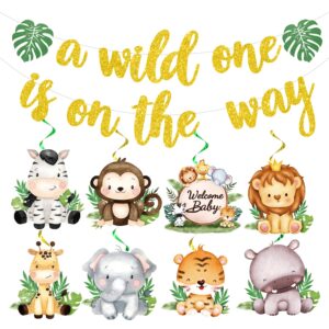 jungle baby shower decorations, a wild one is on the way banner, safari baby shower decorations, safari baby shower decorations for boy and girl, jungle theme baby shower decor