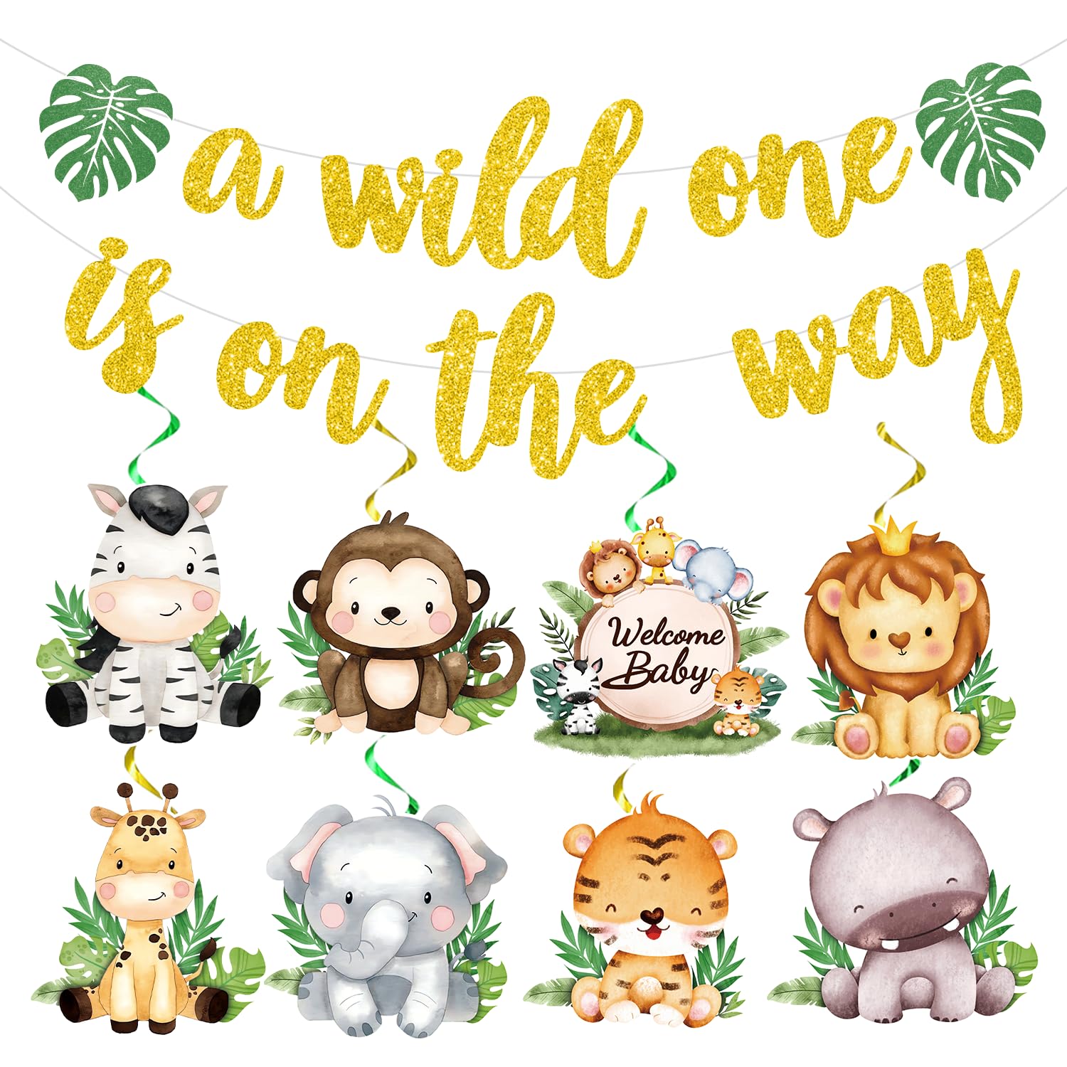 Jungle Baby Shower Decorations, A Wild One Is On The Way Banner, Safari Baby Shower Decorations, Safari Baby Shower Decorations for Boy And Girl, Jungle Theme Baby Shower Decor