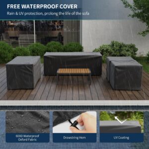 Amopatio Aluminum Patio Furniture Sofa,All-Weather Metal Outdoor Sofa,Modern 3-Seat Couch with Waterproof Covers,Blue (ONLY 3-SEAT Sofa)