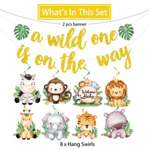 Jungle Baby Shower Decorations, A Wild One Is On The Way Banner, Safari Baby Shower Decorations, Safari Baby Shower Decorations for Boy And Girl, Jungle Theme Baby Shower Decor