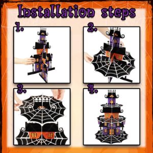 ABTOLS Halloween Cupcake Stand, 3-Tier Castle Cupcake Stand Tower, Black Purple Halloween Cardboard Dessert Holder, Durable Cupcake Tower for Halloween Decoration Birthday Party Supplies