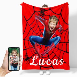 morrix custom superhero blanket with face customized superhero blanket for boys kids girls, design 11