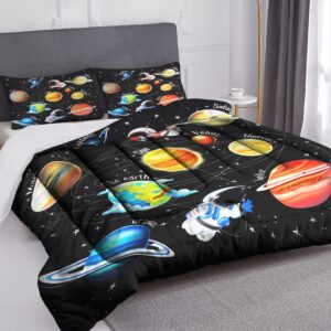 uyivugmo kids galaxy comforter bedding sets for child outer space astronaut bedding set for boys includes comforter with 2 pillowcase