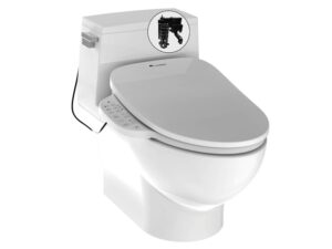 bundle icleaningo dc01 auto open/close elongated bidet toilet seat & icleaningo f1 auto flush kit for side-flush toilets