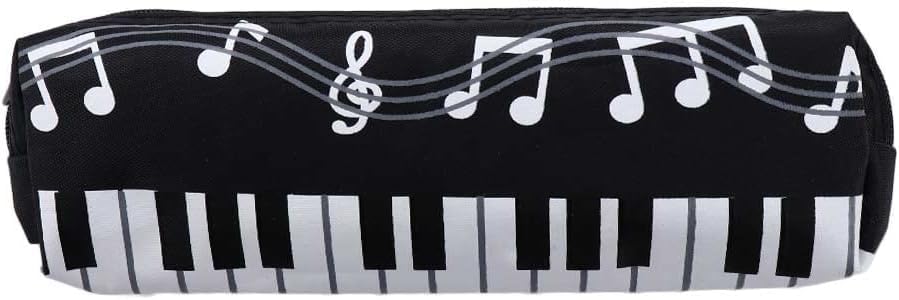 TypoGrove Black Square Single Layer Music Notes Piano Keyboard Pencil Case