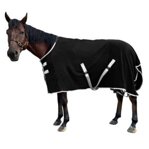 horse turnout blanket, soft fleece horse cooler, exercise horse sheet breathable comfort,no filling (black, us 78in(eu 145cm))