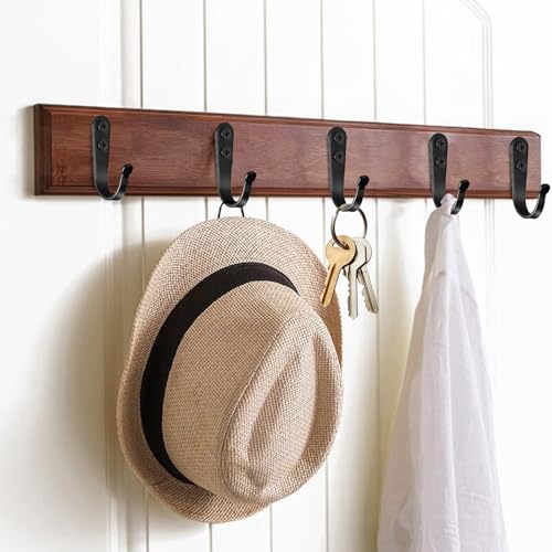 Qianyu 10 Pcs Black Wall Mounted Coat Hooks No Rust Metal Heavy Duty Single Prong Hanger Hook with 20 Pieces Screws for Hanging Hat Towel Key Robe Coats Scarf Bag Cap Coffee Cup Mugs