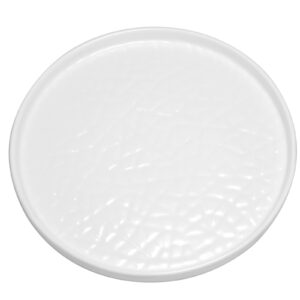 ceramic round bathroom vanity tray, 7.5" decorative perfume candle holder tray for dresser top (white)