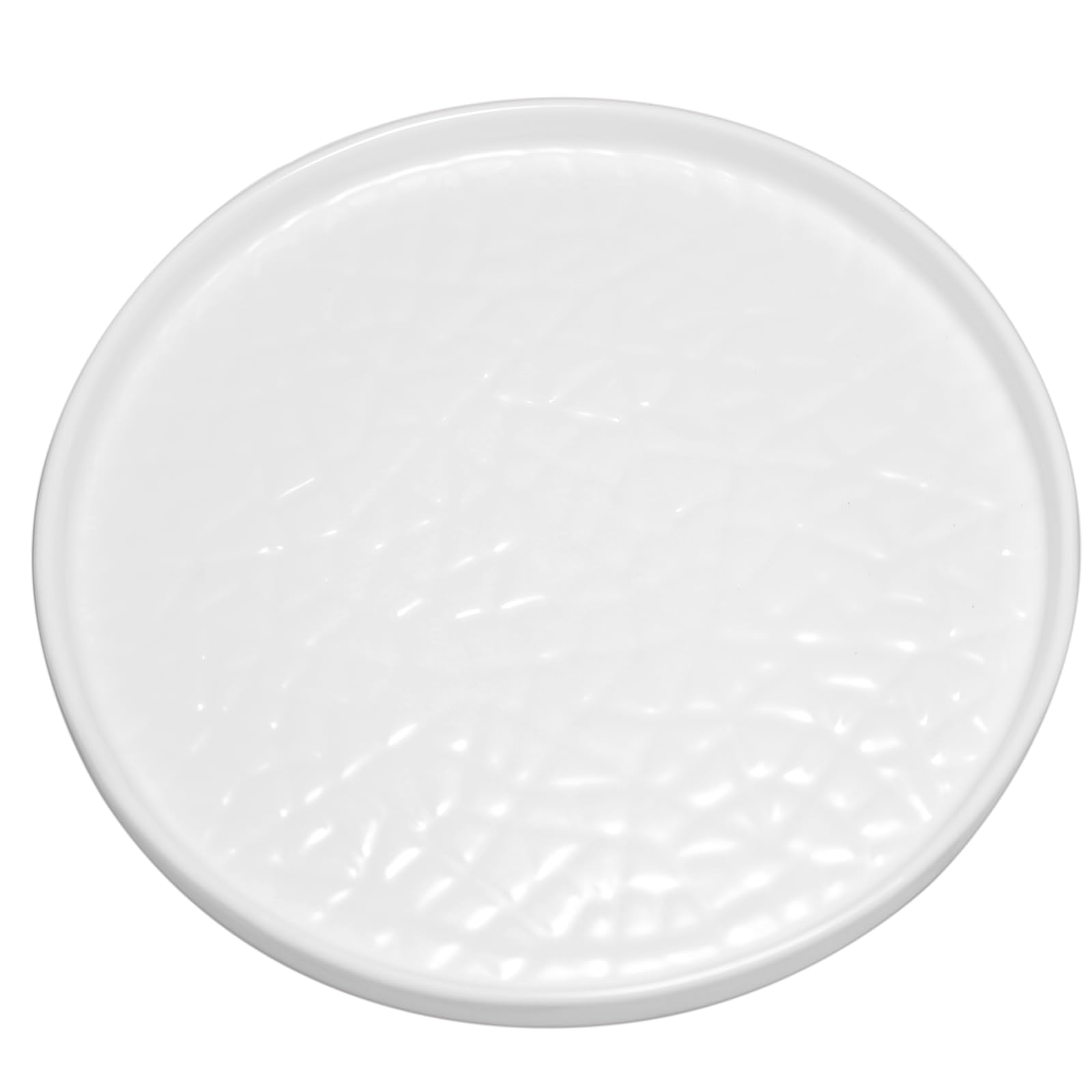 Ceramic Round Bathroom Vanity Tray, 7.5" Decorative Perfume Candle Holder Tray for Dresser Top (White)