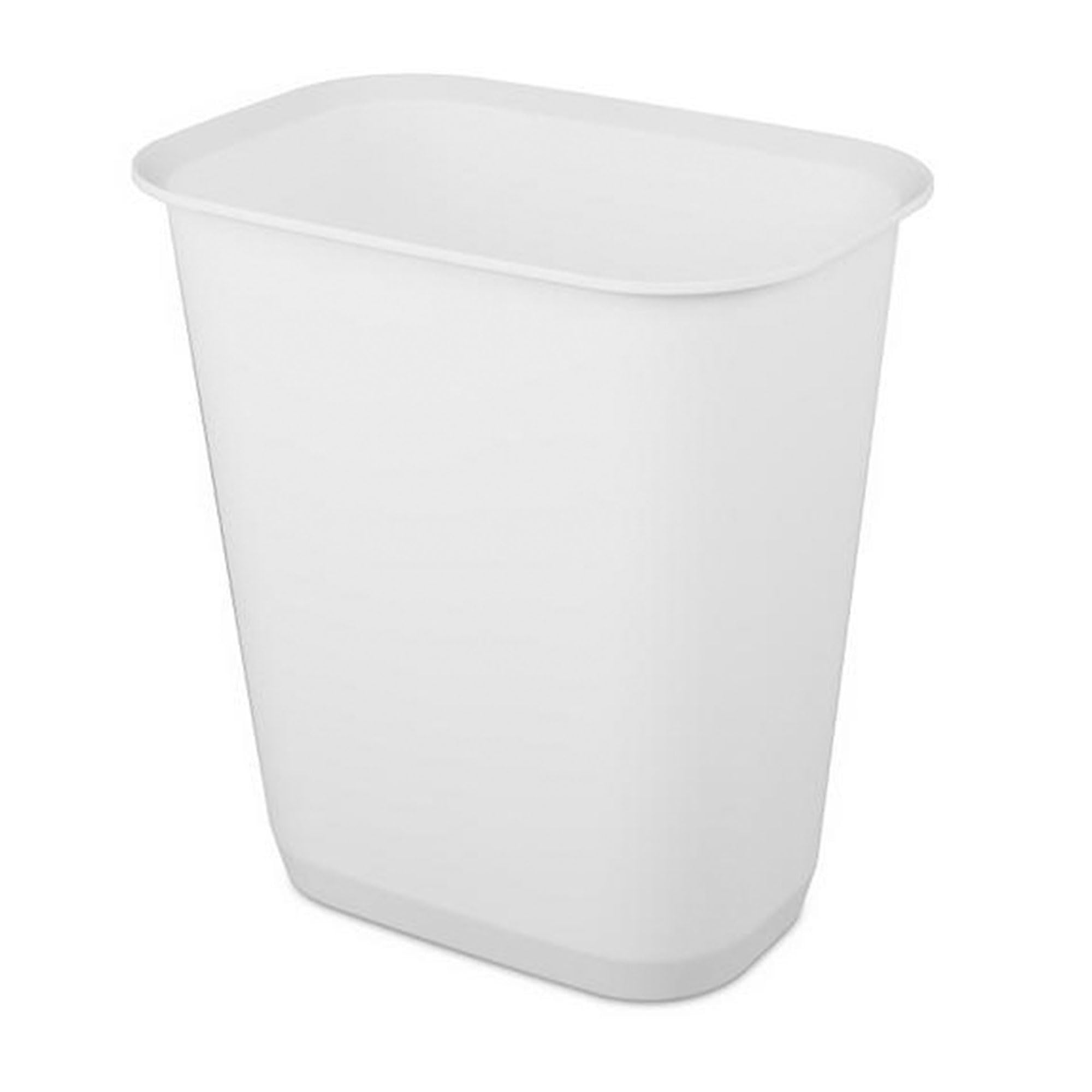 Sterilite 9 Gallon Rectangular Wastebasket Easy to Clean Open Top Durable Home Kitchen Trash Bin, Fits 13 Gallon Liner, 6 Pack, White