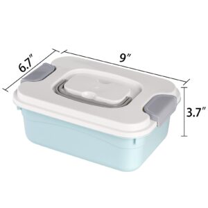 Elsjoy Set of 6 Small Plastic Storage Bins With Lid and Handle, 2.1 Quart Plastic Latch Storage Box Stackable Storage Container, Small Plastic Storage Basket Cute Organizer Box for Home, Office