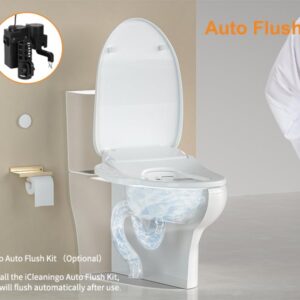 Bundle iCleaningo DC01 Auto Open/Close Elongated Bidet Toilet Seat & iCleaningo F1 Auto Flush Kit for Side-Flush Toilets