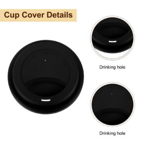 uxcell 2Pcs 3.54" Silicone Cup Lids, Drinking Lid Reusable Sealed Mug Lid for Ceramic or Glass Coffee Mug Spill-Proof, Durable Coffee Cup Covers, Black