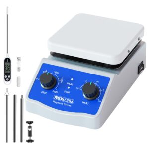 rextact magnetic stirrer hot plate, anti-corrosion ceramic magnetic stir plate with max 716°f, 100-2000rpm magnetic mixer with magnetic stir bar，2000ml stirring capacity for lab，college,chemistry