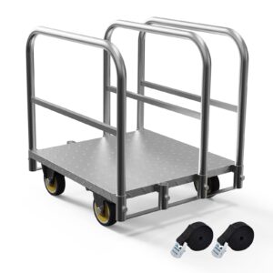 panel cart, heavy duty flatbed cart with 5in swivel caster 1500lbs weight capacity lumber drywall mattress cart transporting heavy loads with ease and efficiency 2pcs straps for platform truck