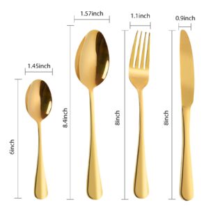 Gold ware Set, Stainless Steel 16 Piece Flatware Set for 4, Cutlery Utensils Set Include Knife/Fork/Spoon Service for 4, Mirror Polished and Dishwasher Safe (Gold)