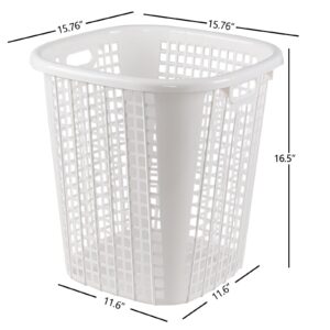 Haodehen 6 Packs Tall Plastic Laundry Baskets, 15.76" x 15.76" x 16.5", Dirty Clothes Hamper with Cut Out Handle, Ventilated, White