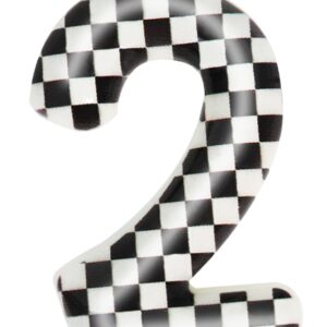 Number 2 Racing Cars Birthday Candle, Race Car Cake Topper, Truck Themed Birthday Party Decorations, Black White Checkered Candles