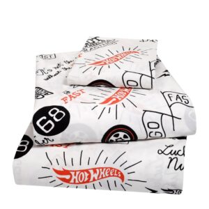 franco hot wheels kids luxury bedding super soft premium cotton 3 piece sheet set, twin, (officially licensed product)