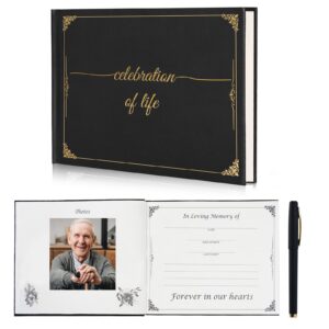 c2u funeral guest book for memorial service - celebration of life guest book with memory table sign & pen - guest sign in book for funeral service,in loving memory funeral guest book