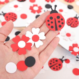 Ladybug Party Confetti - Ladybug Table Decorations, Red Black White Circle ladybug Confetti, Ladybug Birthday Decor, Ladybug Themed Wedding/Bridal Shower/Baby Shower Party Decor (180PCS)