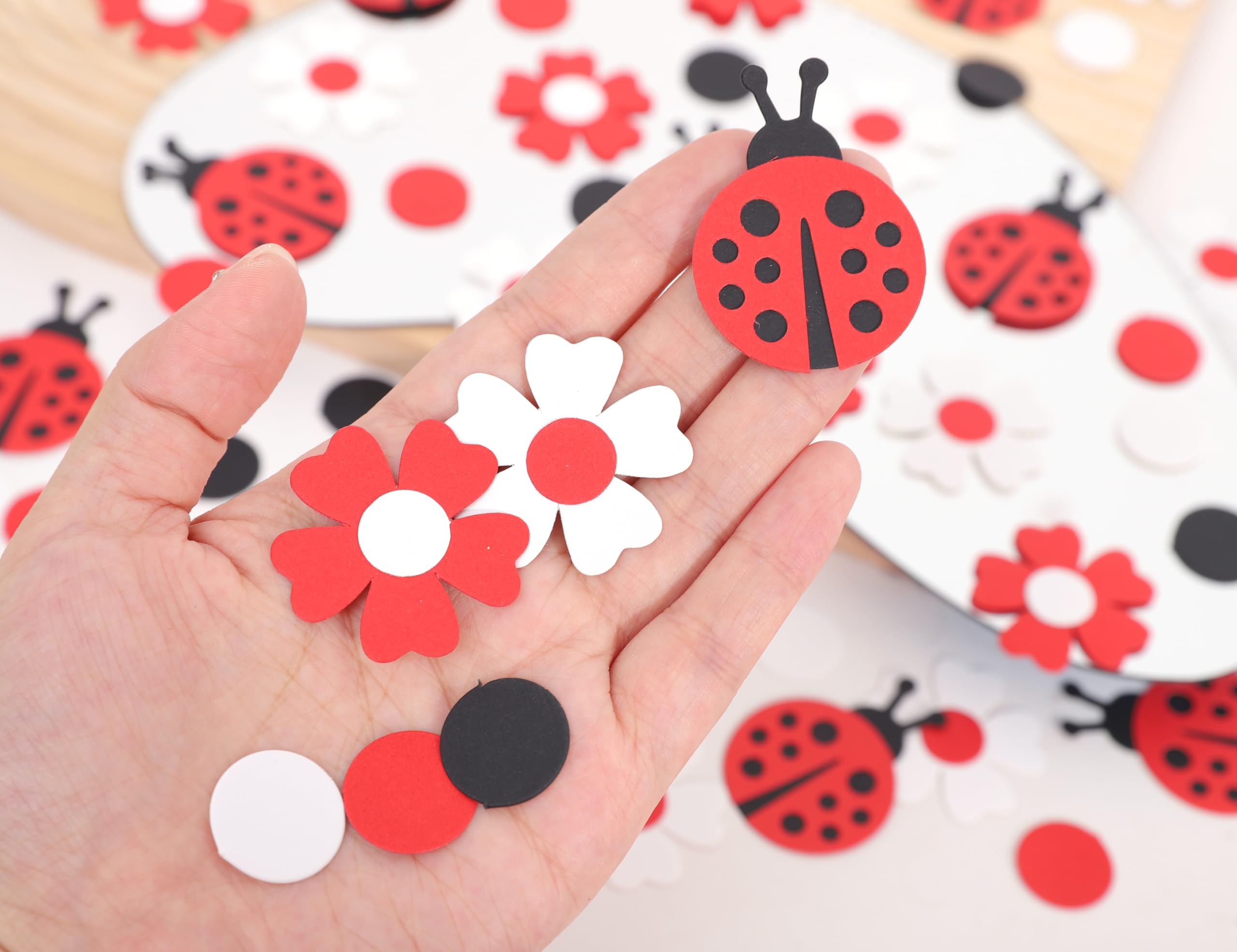 Ladybug Party Confetti - Ladybug Table Decorations, Red Black White Circle ladybug Confetti, Ladybug Birthday Decor, Ladybug Themed Wedding/Bridal Shower/Baby Shower Party Decor (180PCS)