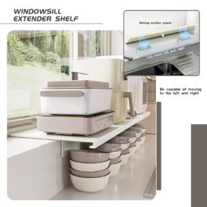 Carbon Steel Window Sill Extender Plate, Countertop Extension Board for Kitchen Organization and Storage, Window Plant Shelves with Magnetic backplane, No punching,Adjustable removable (16*6 IN)